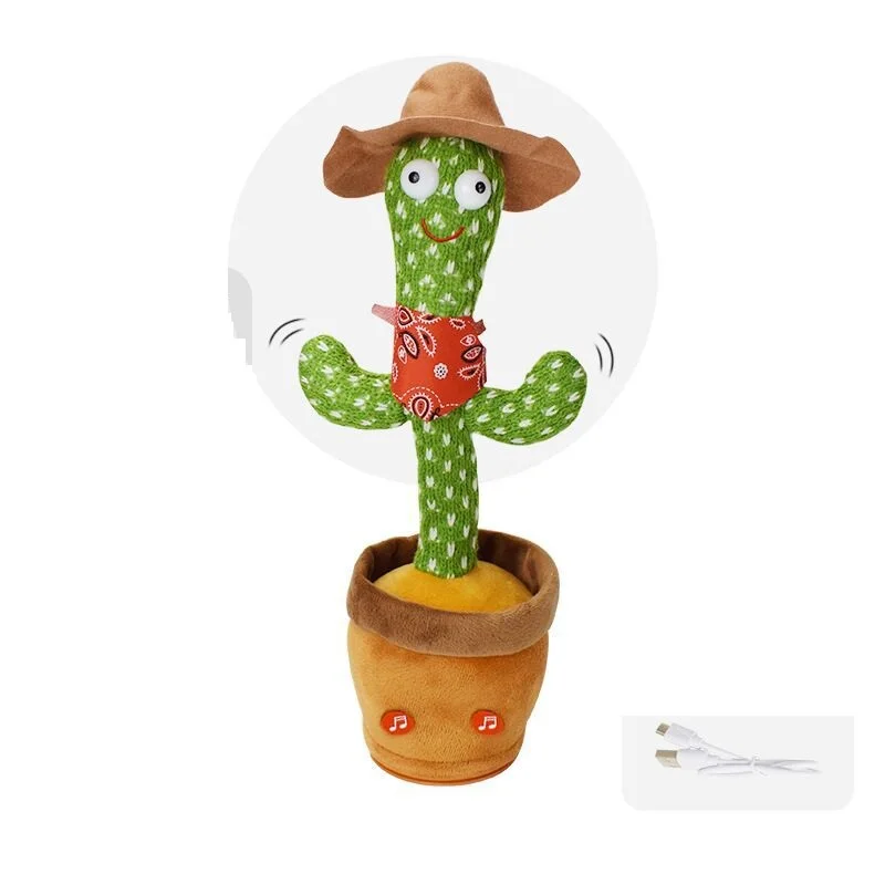 Electric Plush Toy Plush Flower Pot Twist Dance Cactus Doll Can Talk ...