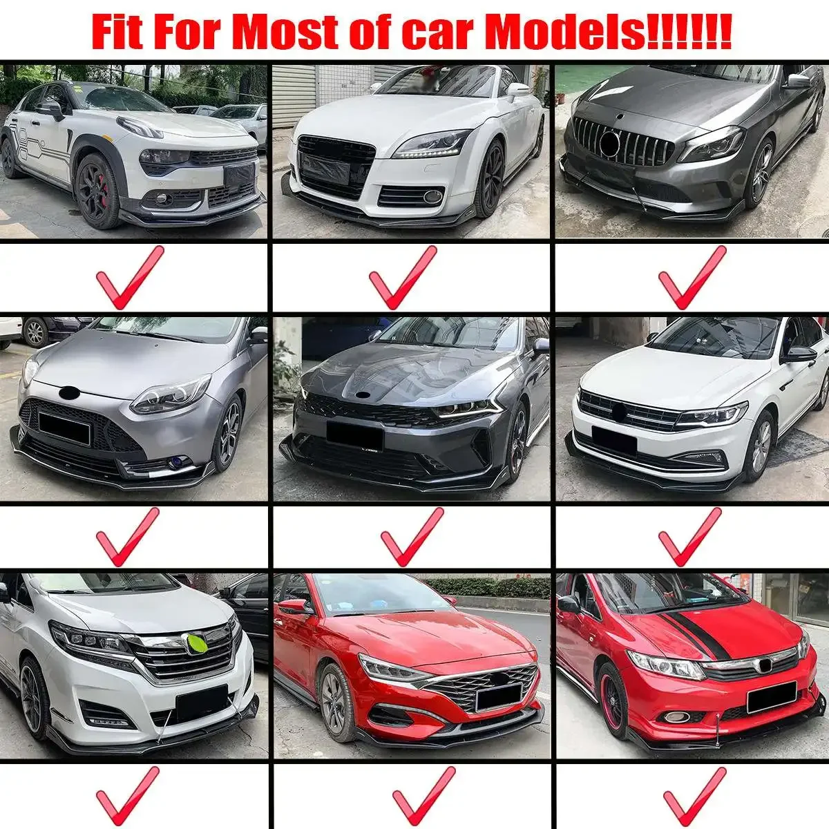 4pcs Car Front Lip Chin Bumper Splitter Body Kits for Subaru WRX STI