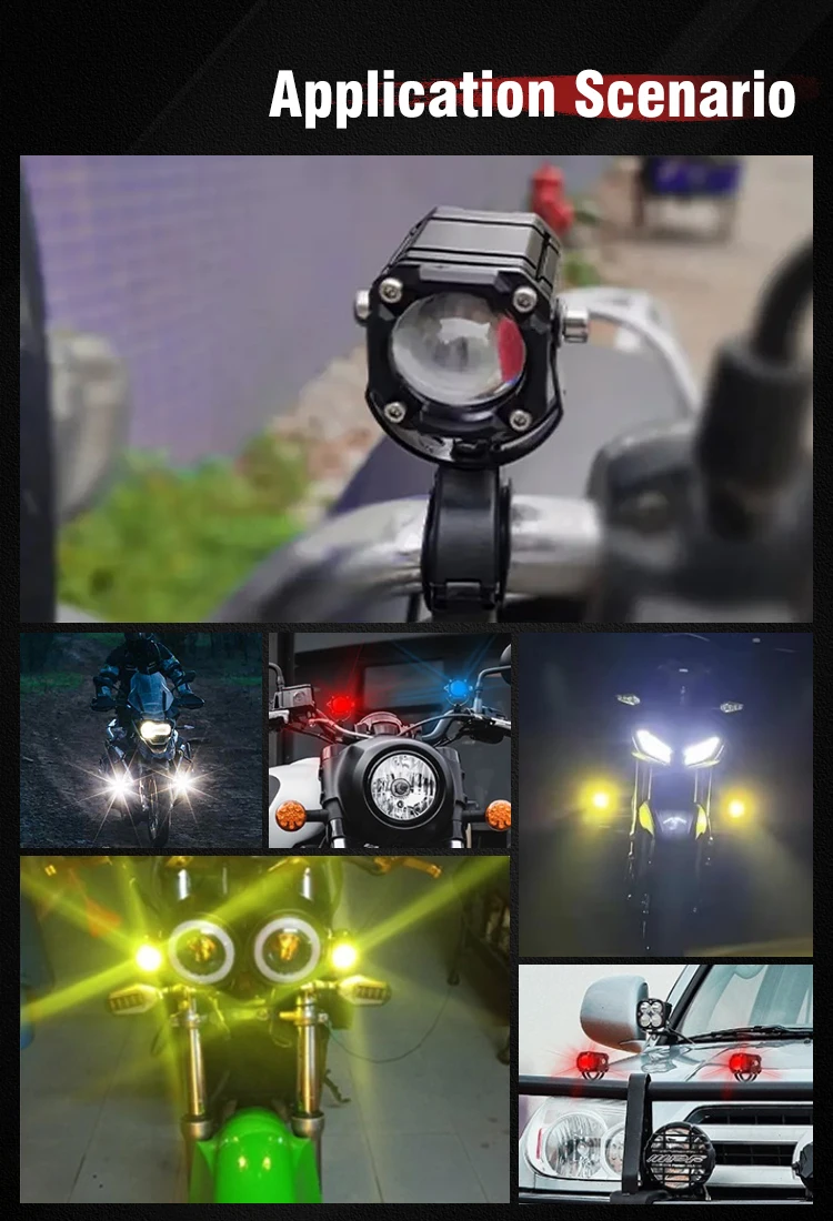 Red Angel Eye Motorcycle Spotlights - LED Headlight Upgrade