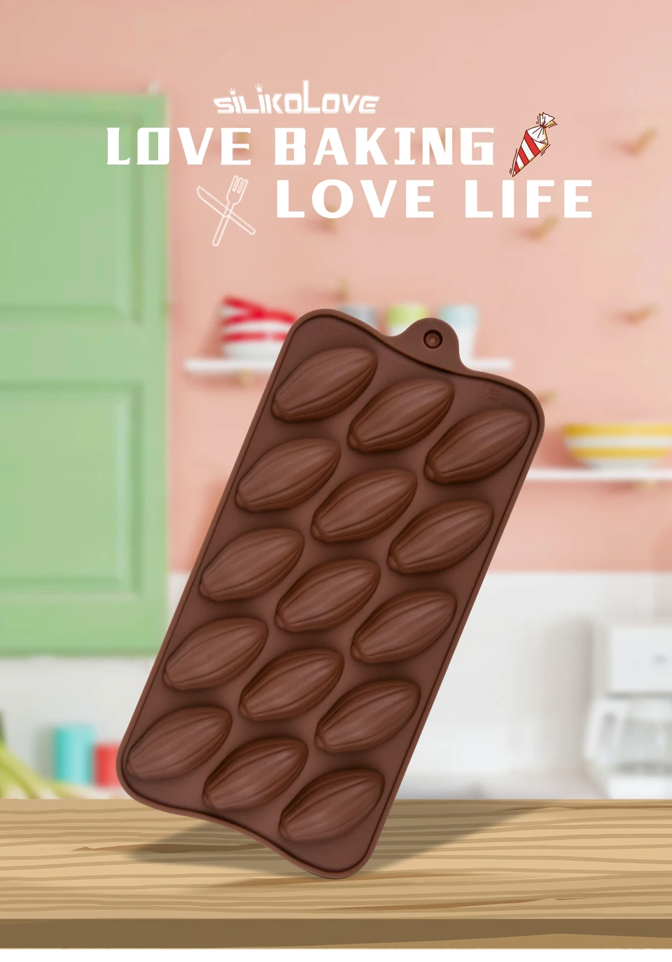 Classical Cocoa Pod Shape Silicone Chocolate Mold - Eco-Friendly Baking ...