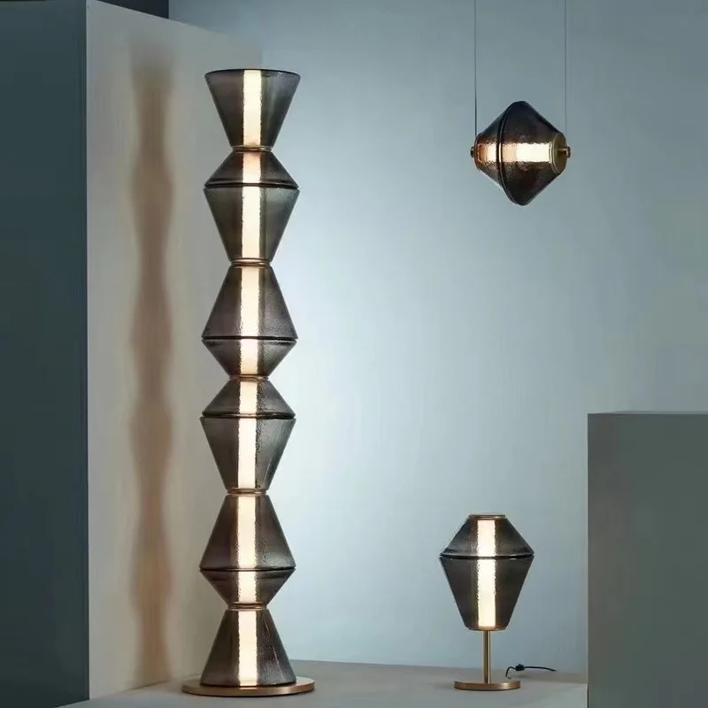 Modern Simple Design Glass Transparent Floor Lamp Nordic Irregular ...