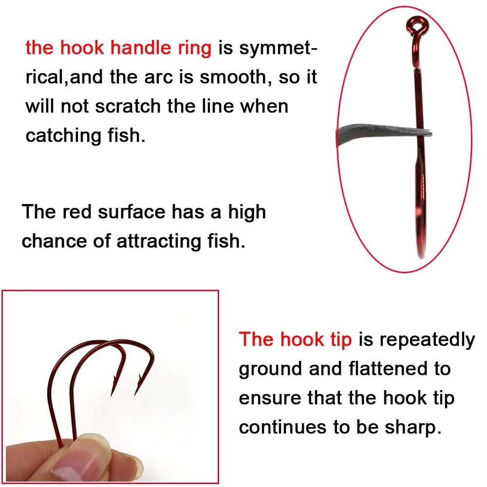 Wholesale Red Rig Worm Crank Hook - Pointed Bleeding Bait