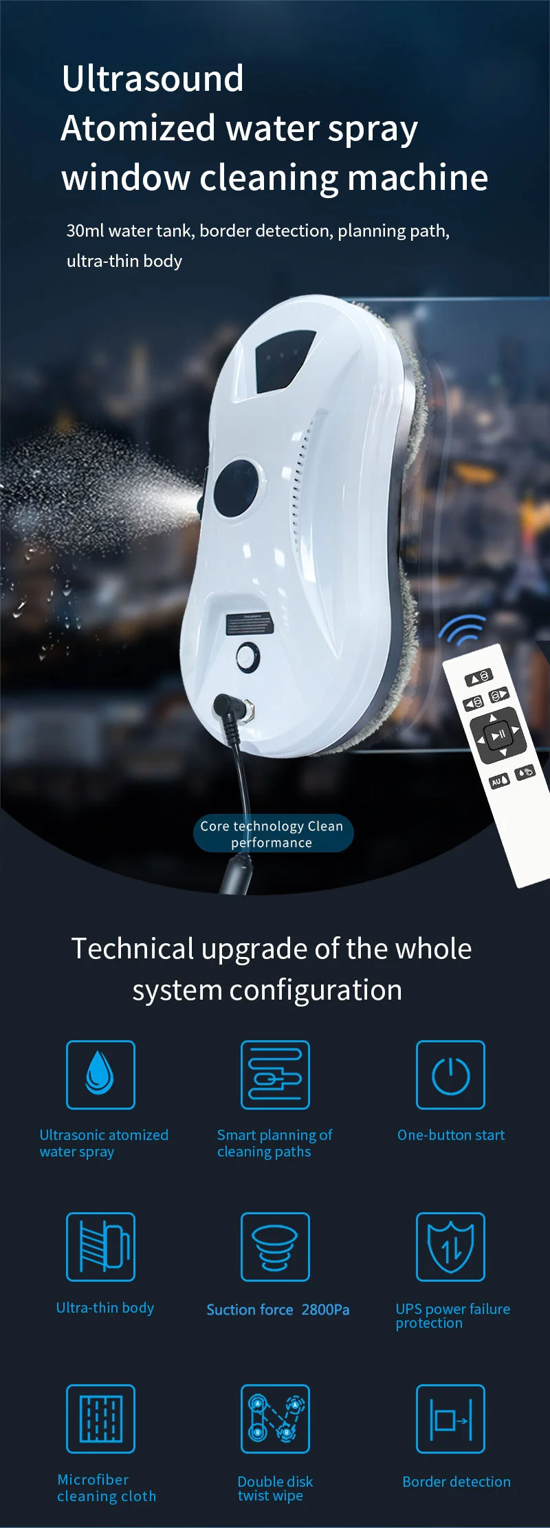 Auto Smart Water Spray Robot Vacuum Cleaner for Windows