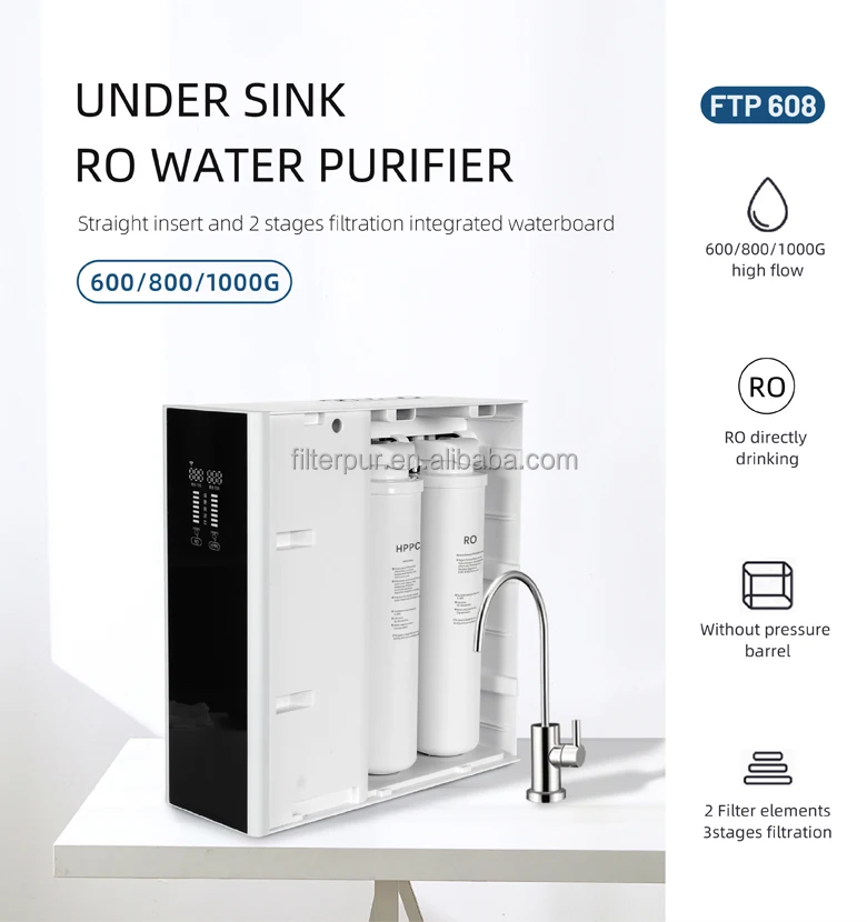 High Flow 1000G 2 Stages Under Sink Reverse Osmosis Ro Water Purifier ...