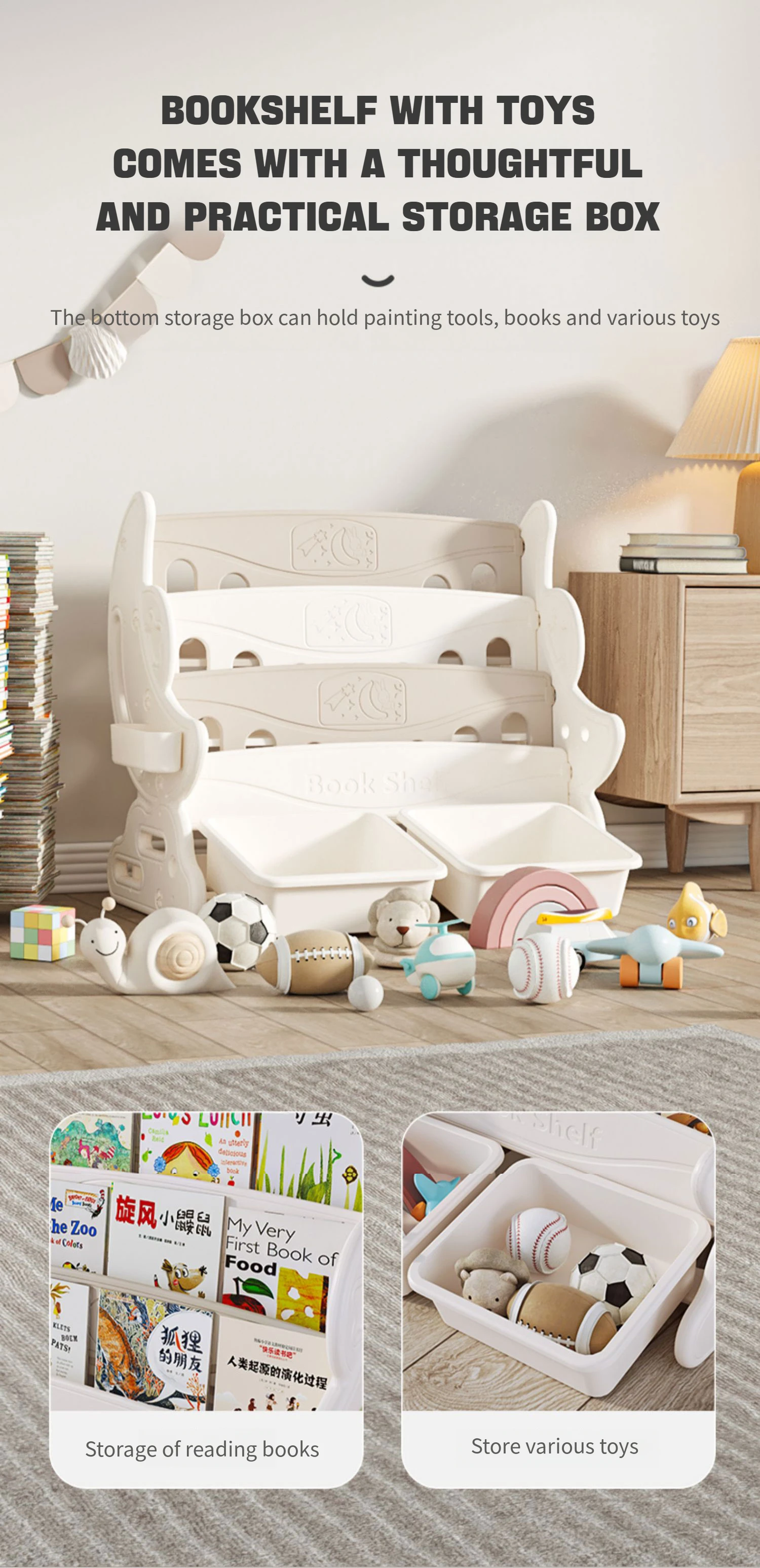 Newest Design Kids Bookshelf Children Storage Cabinets Bookcase Plastic ...