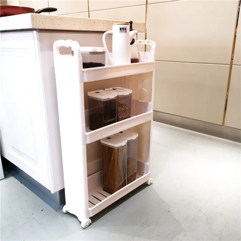 GOURMAID Slide Out Kitchen Kitchen Trolley Plastic Storage Trolley Rack ...