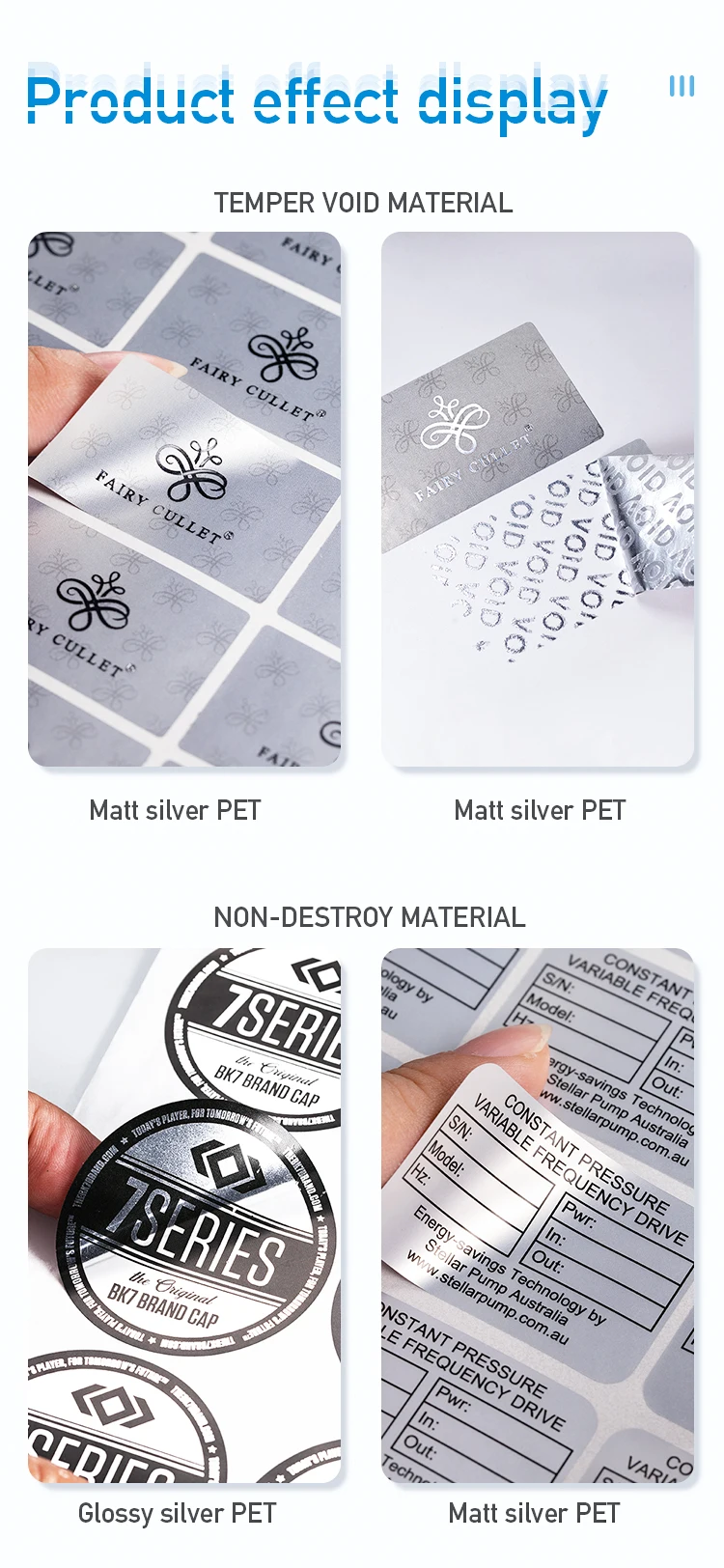 Custom PET Matte Silver Security Sticker Labels Sticker Rolls Wholesale ...