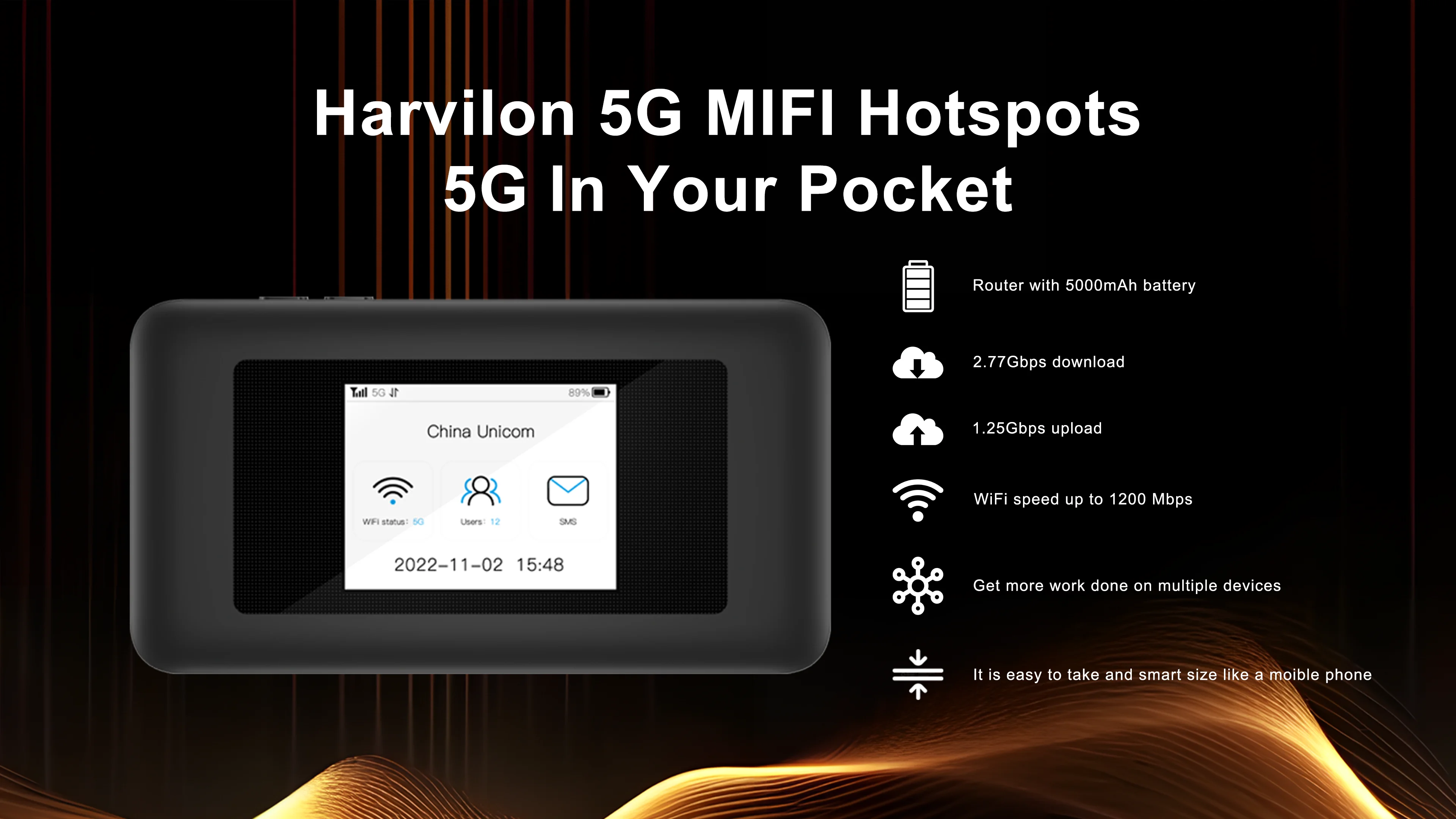 Harvilon 5G LTE Router - Fast Wi-Fi with Sim Card Support
