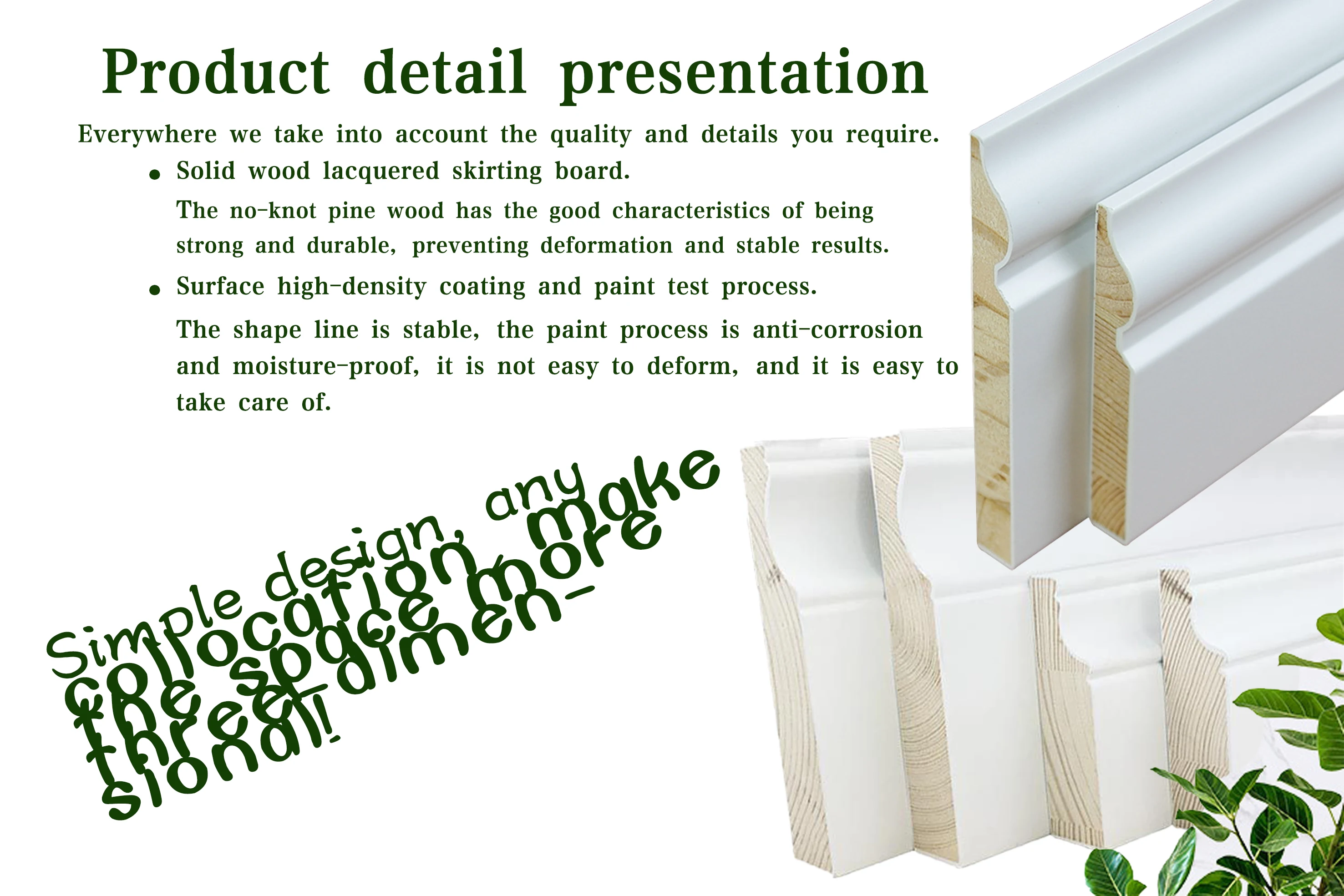 Baseboard Molding White Solid Wood Paint Frame Mouldings Wooden ...