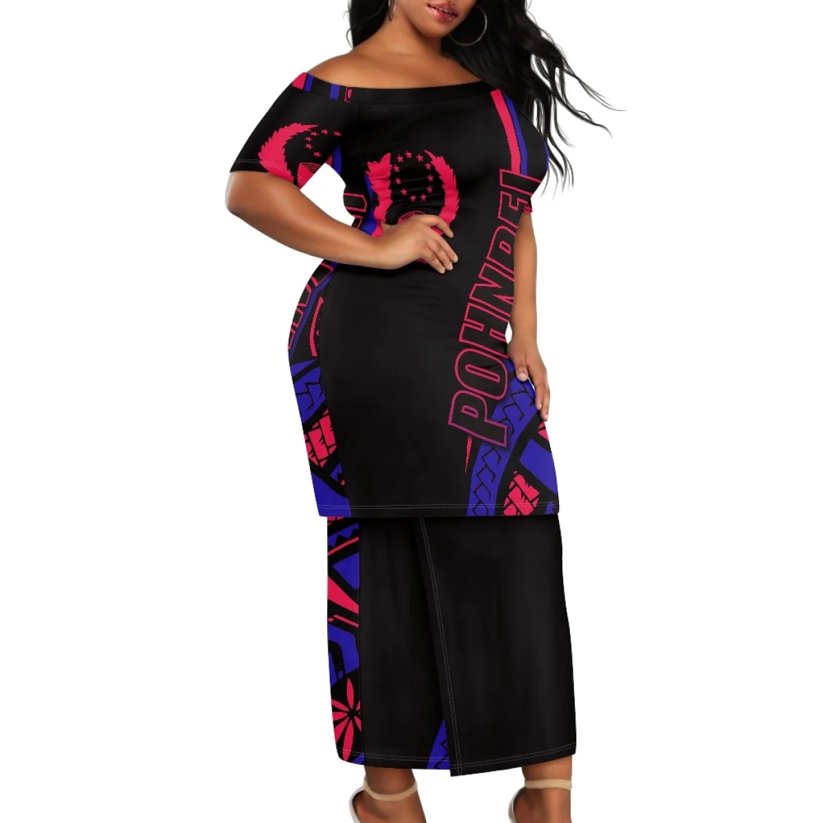 Polynesian Tribal Maxi Dress Chuuk Puletasi Big Size Women's Clothing ...