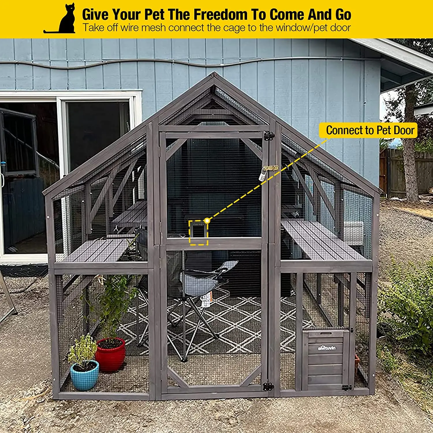 Chilochilo 110inch Catio - Outdoor Cat Enclosure for Multiple Cats