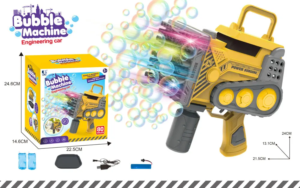80 Holes Engineering Car Bubbles Maker Rechargeable Bubble Gun Pop ...