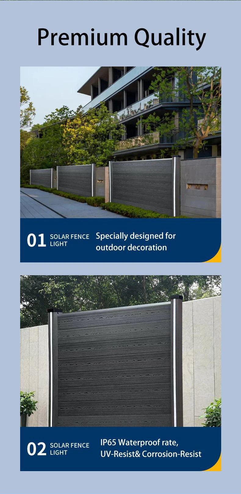 Modern Garden Waterproof Split Solar Long Wall Light Outdoor