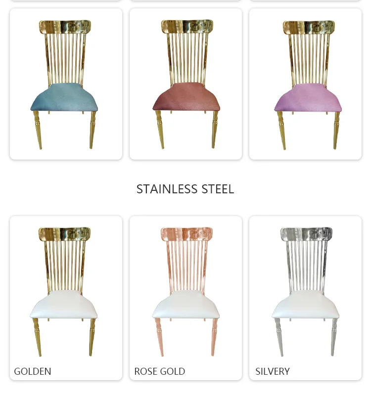 Luxury Stackable Wedding Chair - Gold Stainless Steel Frame