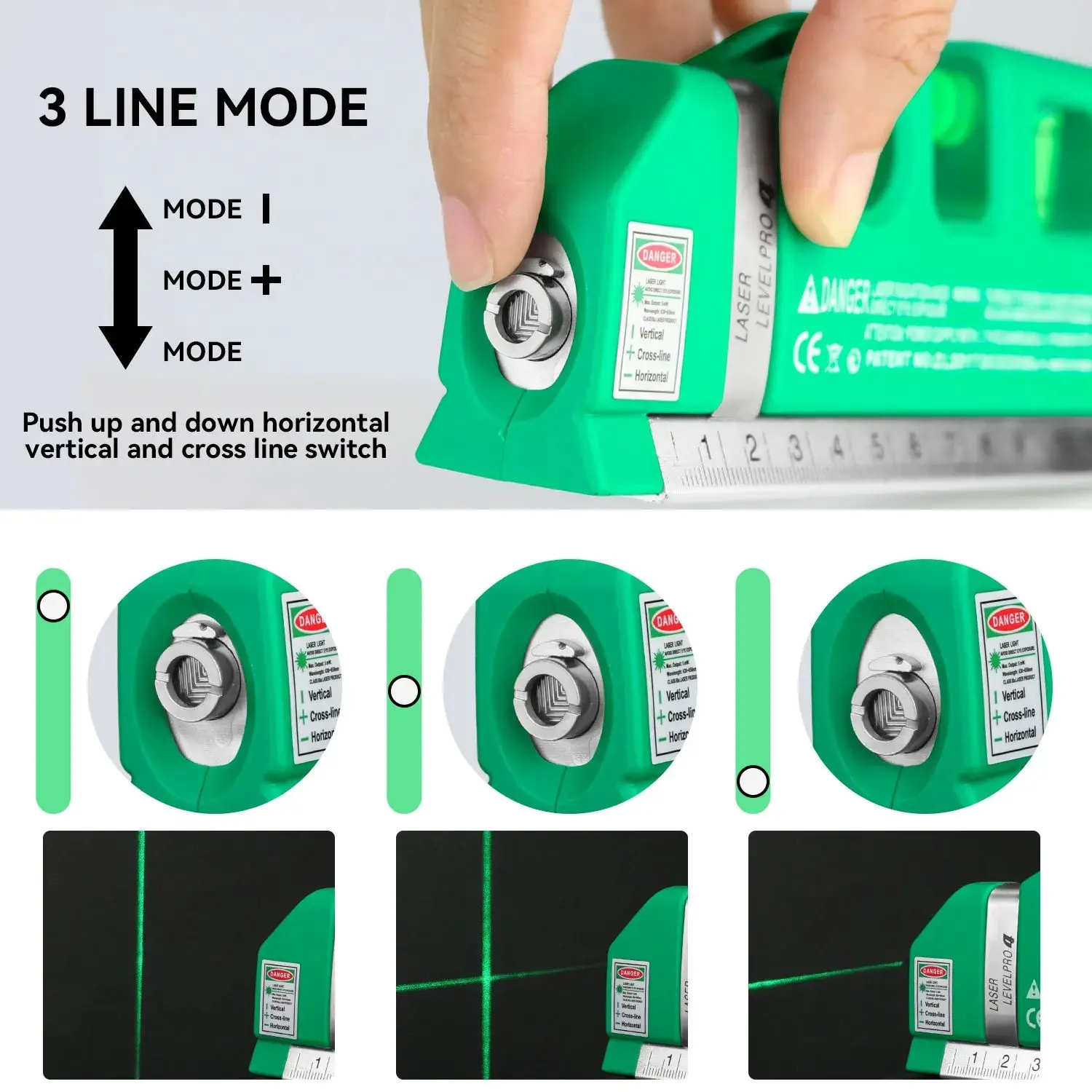Green Lazer Level Rechargeable Scale Measurement Tape Measure Building ...