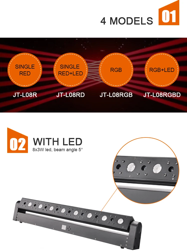 Joyfirst 8 Pcs Fat LED Beam Stage Party Laser Light for DJ Disco Nightclub