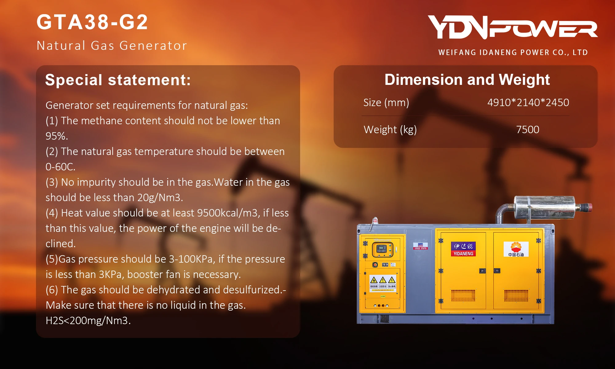 200kw to 350kw Natural Gas Generators by YDN - Reliable Power