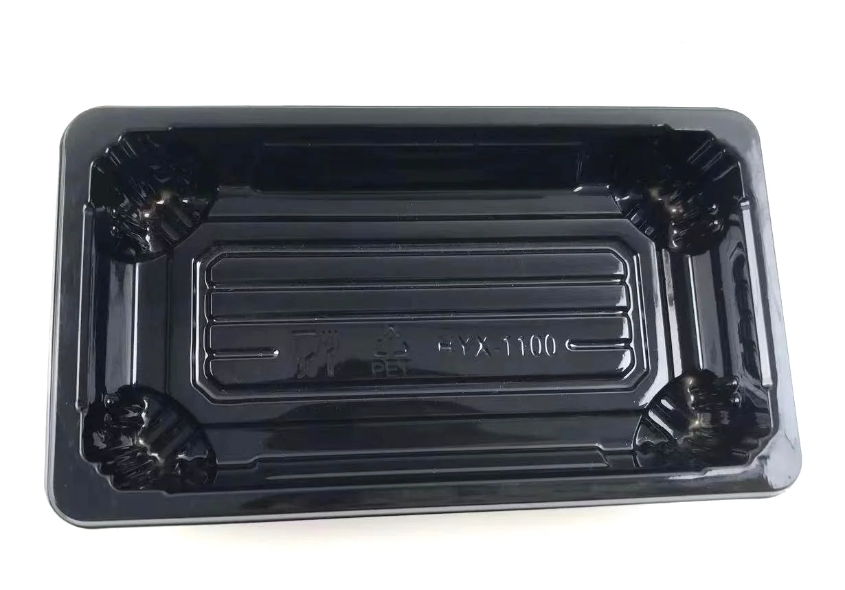 HYX-1101 Sushi Trays - Premium Black PET Disposable Containers