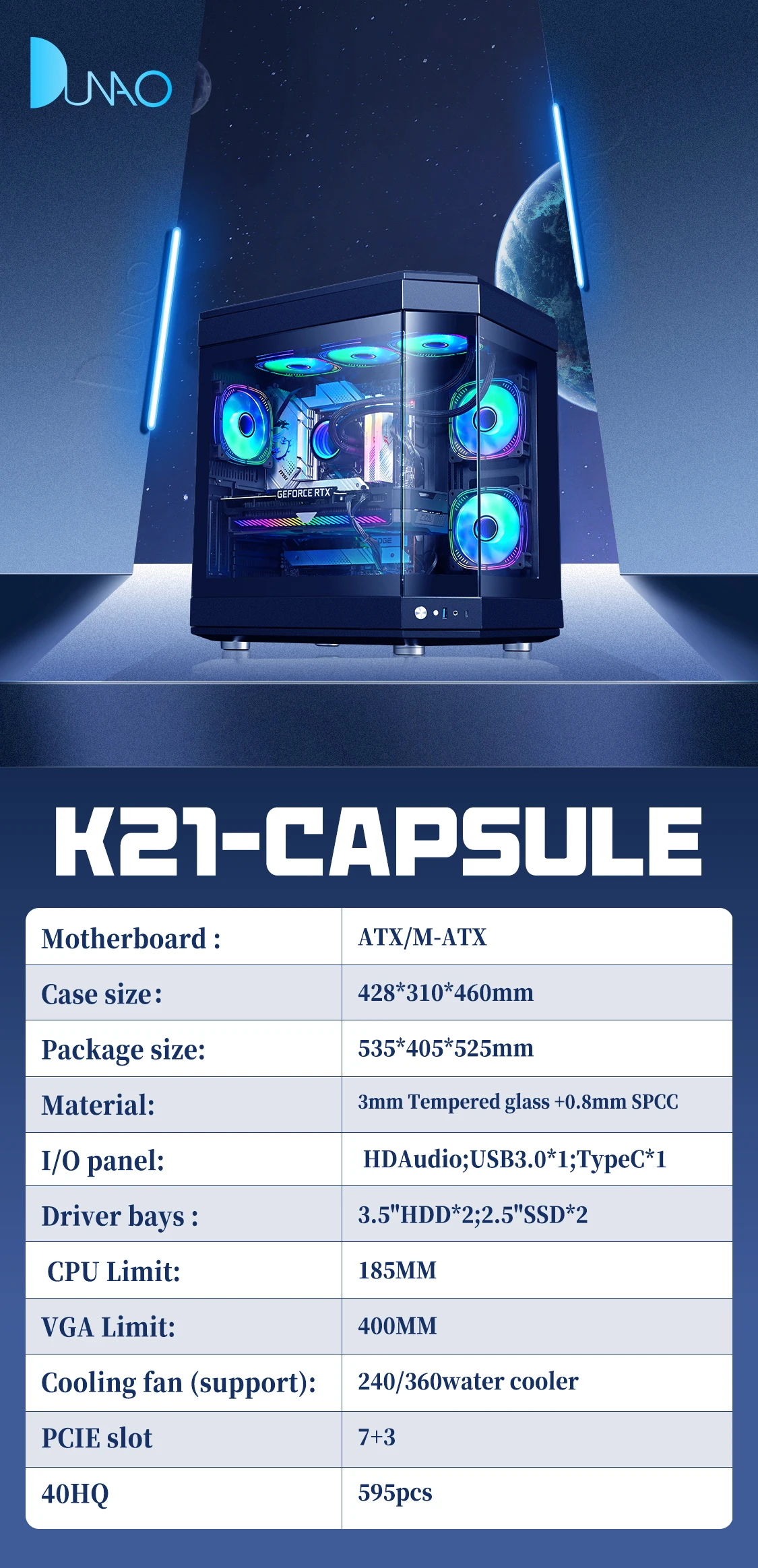 2023 New Design Tempered Glass Game Case Full Tower Gaming Case Spcc ...