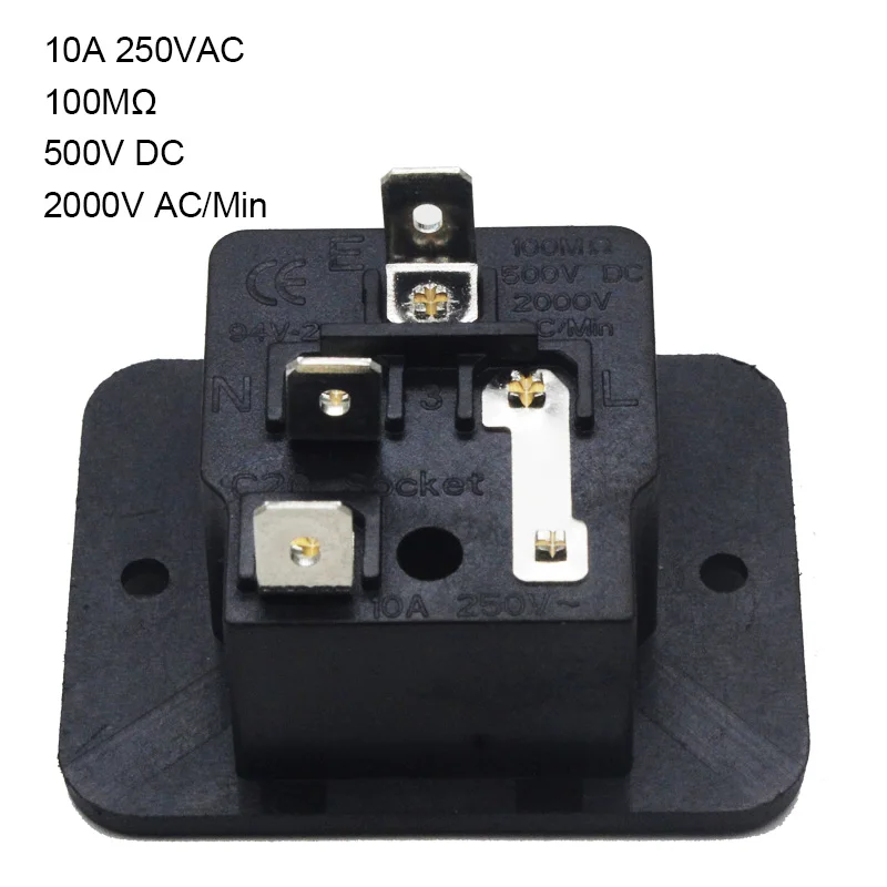Iec C20 Screw Mounted Ac Power Socket Fuse Inlet Male Plug For Power ...