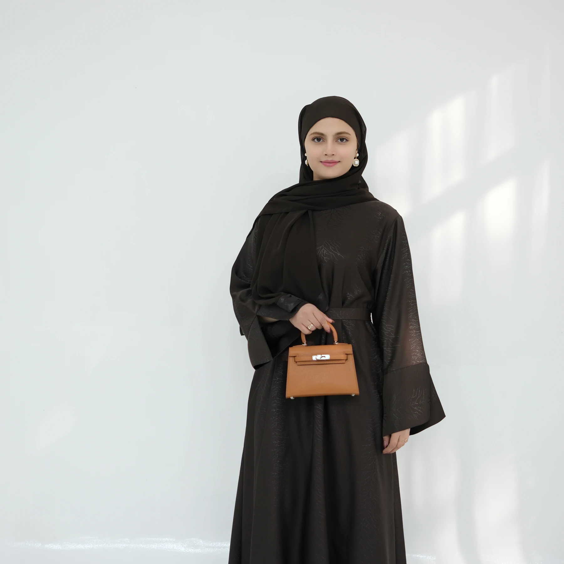 2025 EID Abaya Jacquard Satin Modest Abaya Islamic Womens Clothing Slit ...
