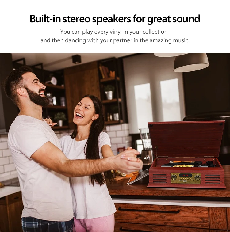 Retro Gramophone Multiple Record Player With Best Sound Turntable Vinyl ...