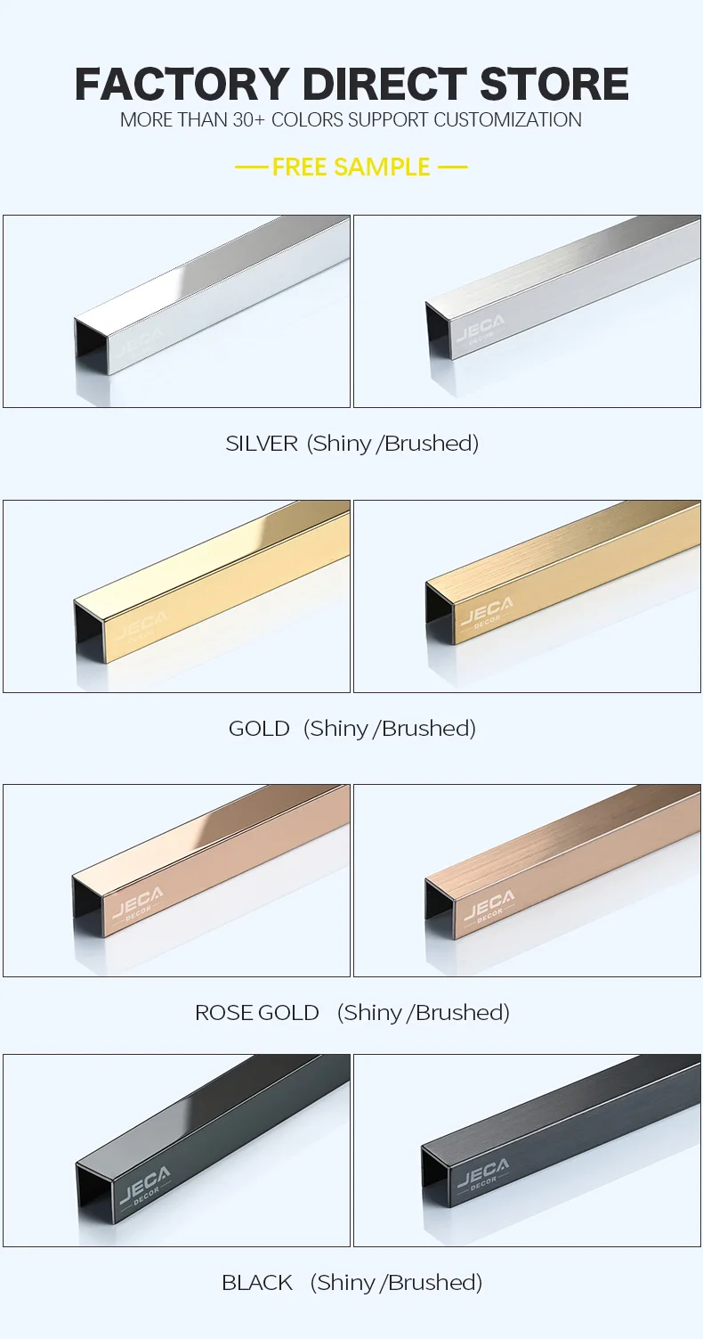 Foshan Factory Jeca U Channel Stainless Steel Tile Trim For Wall Floor ...