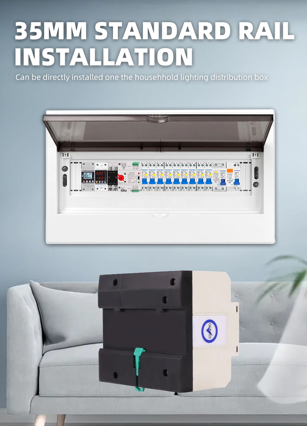 Din Rail Dual Power Automatic Transfer Switch Selector Switches