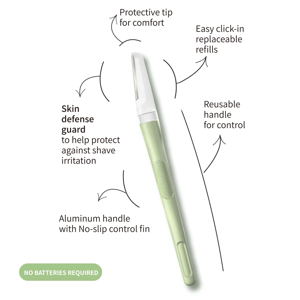 Eyebrow Razor Women Facial razor with Refills Metal Handle Eyebrow ...