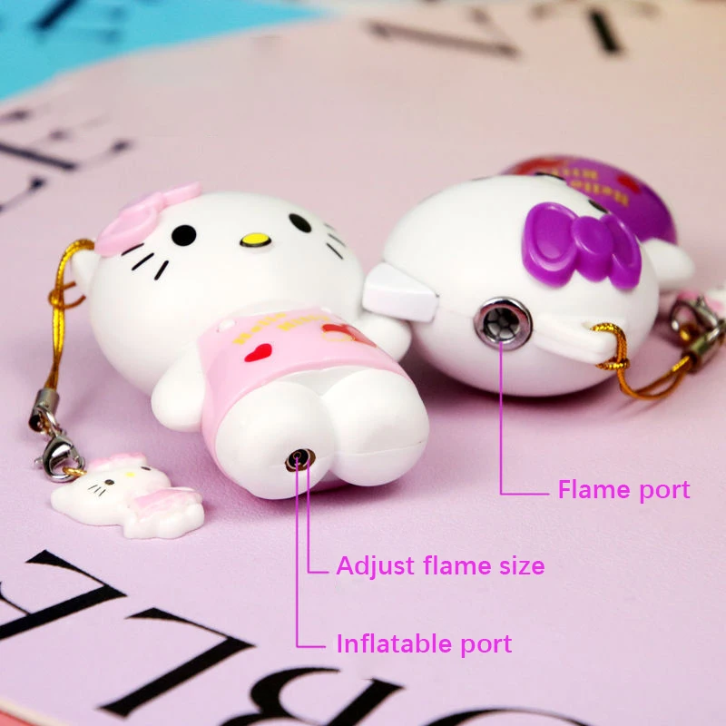 3d Hello Kitty Lighter Cartoon Doll Red Flame Gas Lighter Windproof ...