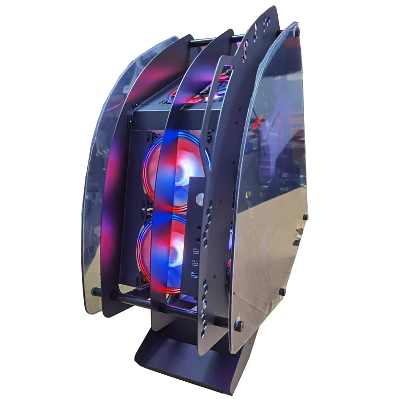 F919 Atx Mid-tower Desktop Computer Gaming Case Tempered Glass Panels ...