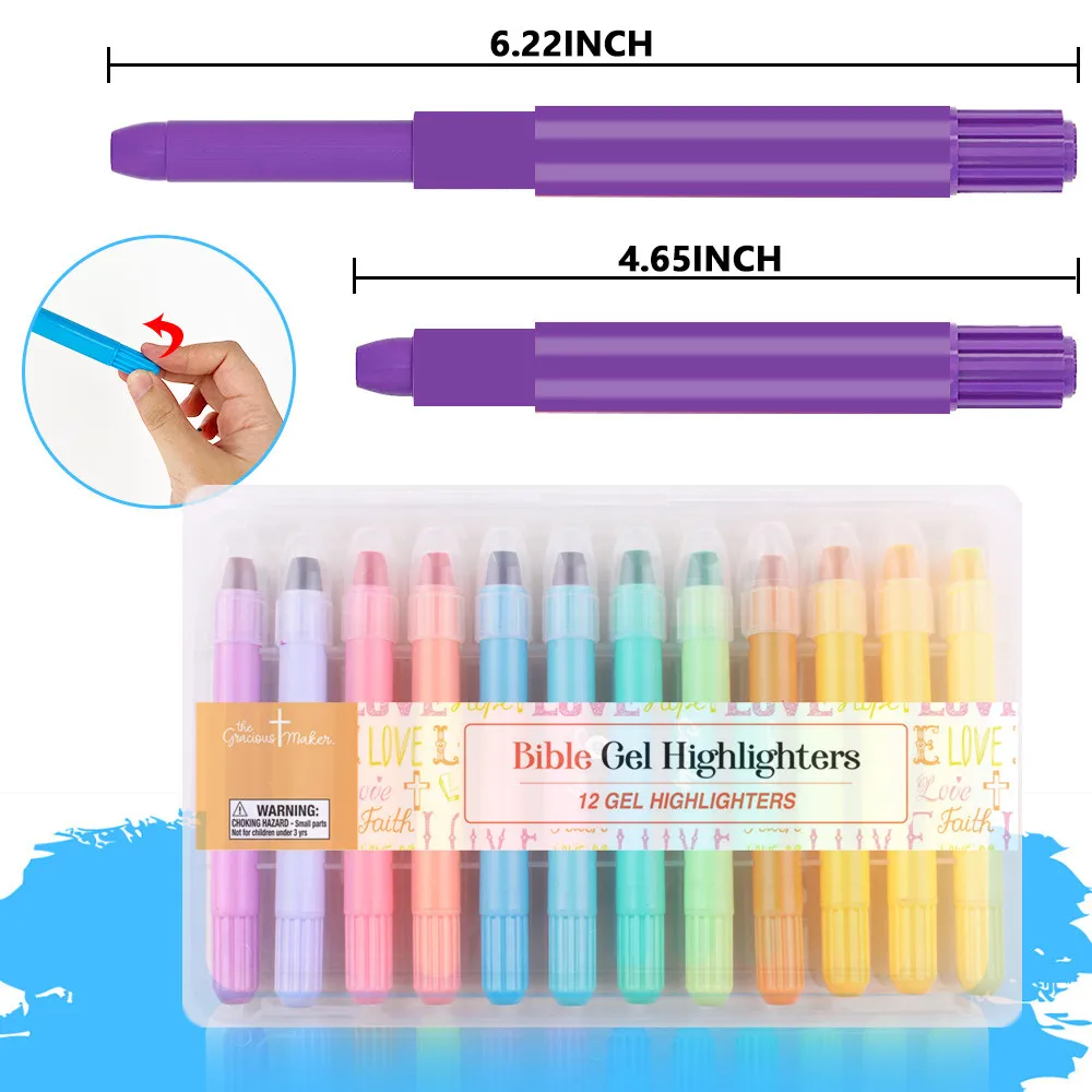 Bright 12 Colors No Bleed Study Guide Bible Study Kit Gel Highlighter ...