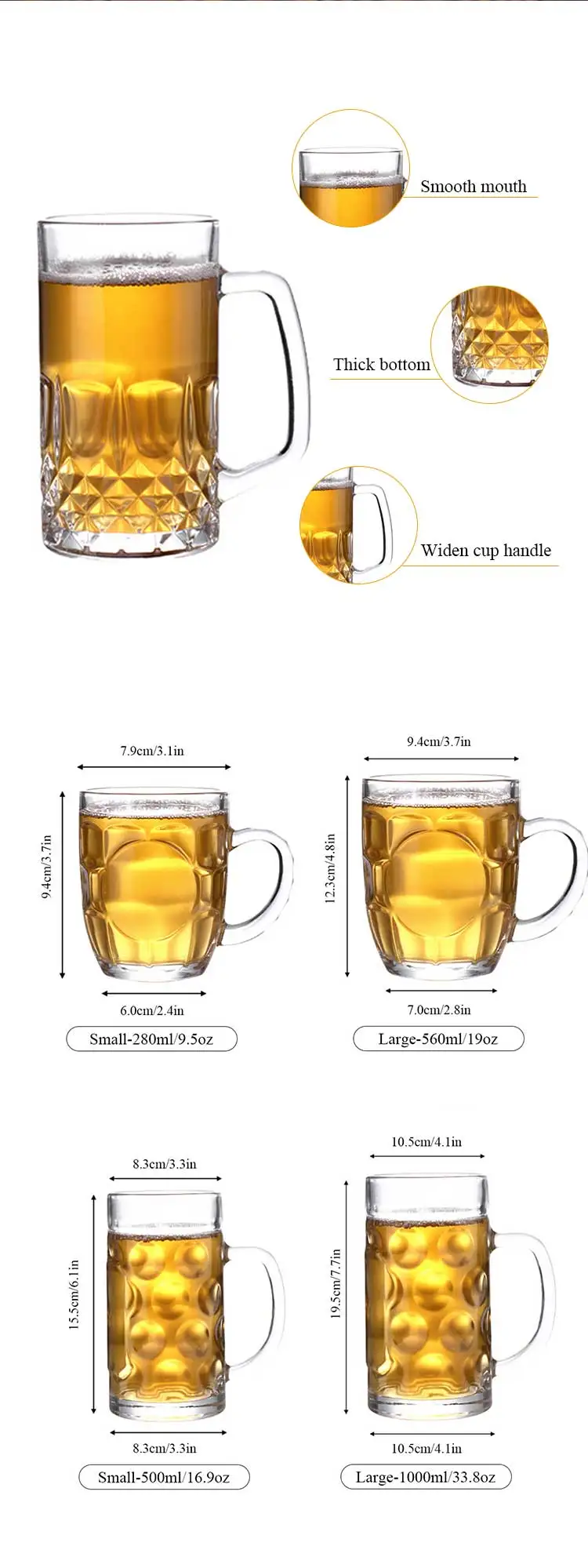 CLASSIC Giant Thick Dimple Beer Mug Sublimation Support Custom Logo 1 ...