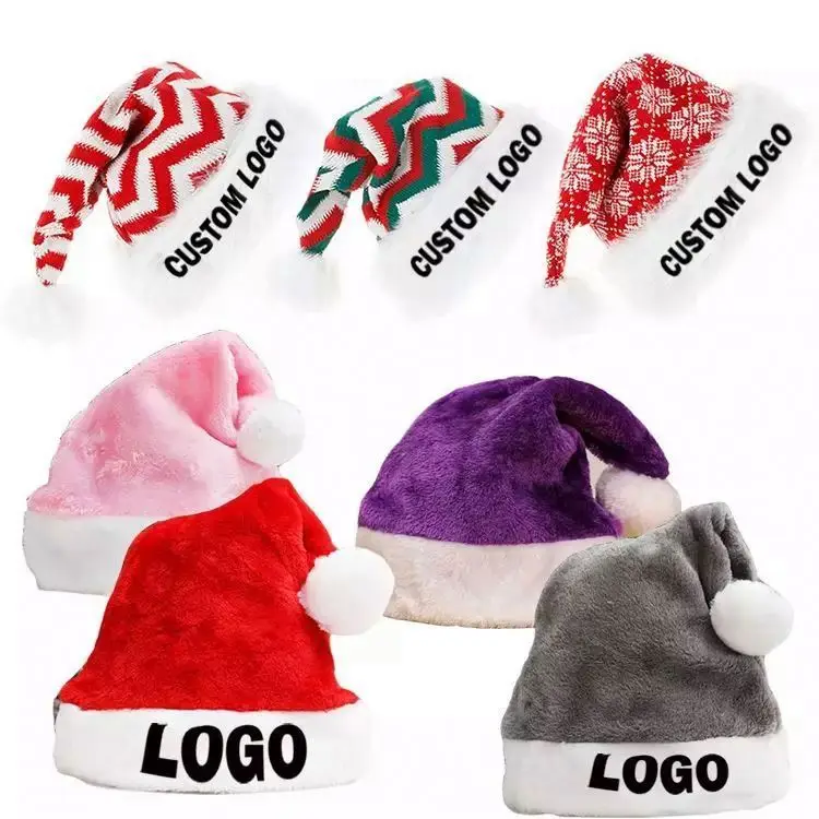 2024 Merry Christmas Factory Christmas Hat Customized Pantone Color santa hat with beard