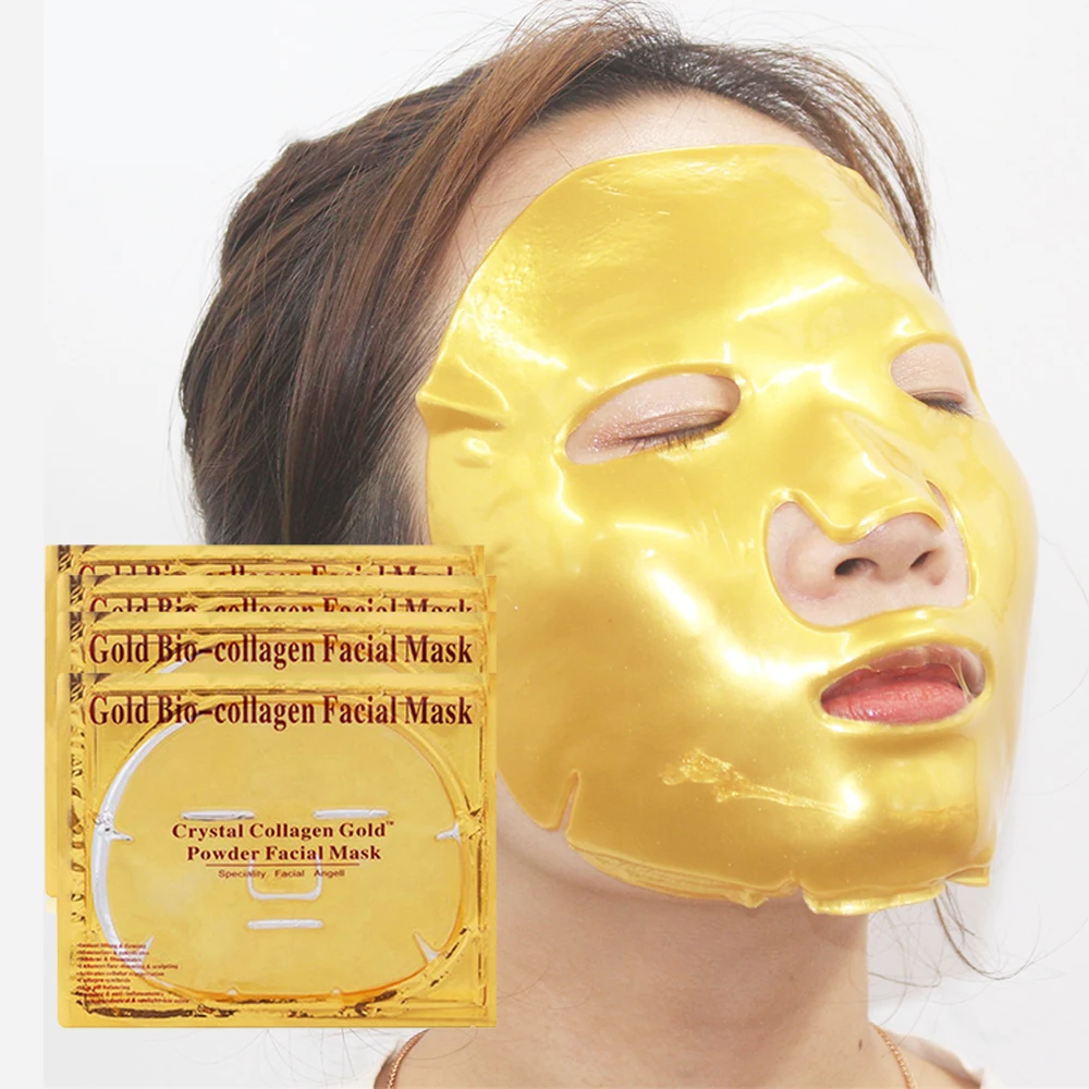 Full Face 24k Gold Golden Collagen Crystal Facial Sheet Mask For Anti ...