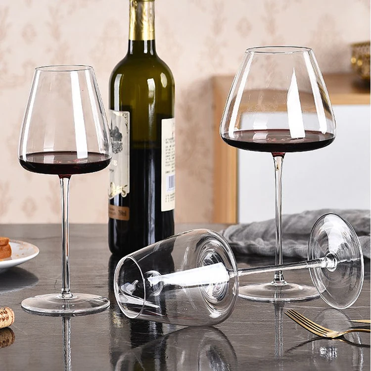 Crystal Red Wine Glasses Handblown Concave Bottom Goblet Champagne ...