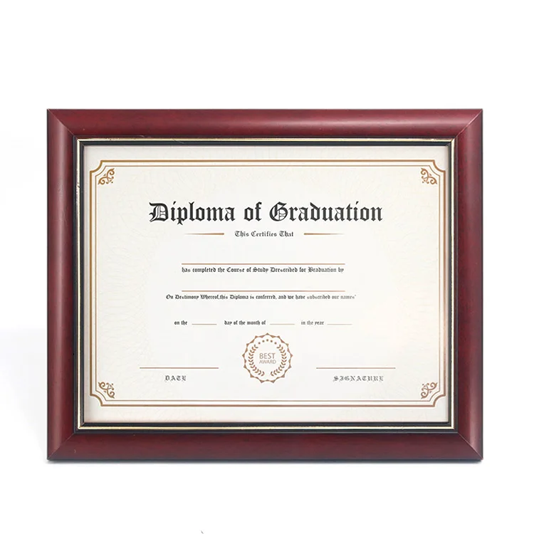 Cherry Wooden University Graduation Certificate Frame Gold Rim Diploma ...