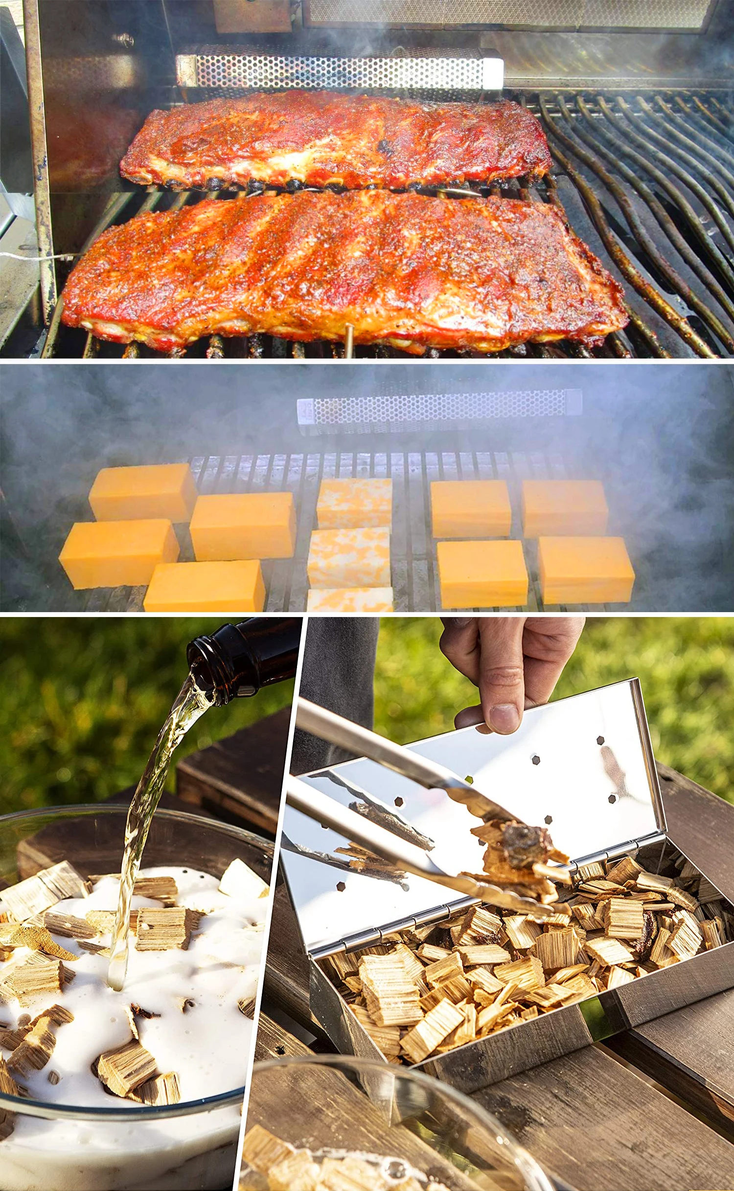 Stainless Steel Rectangle Bigger Size Bbq Spice Smoker Open Box For Gas ...