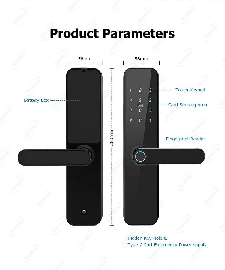 Tediton Smart TTlock App WiFi Intelligent Digital Smart Door Lock With Fingerprint| Alibaba.com