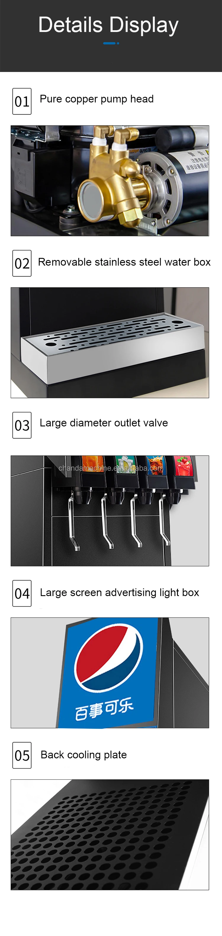 Commercial Post Mix Soda Fountain Dispenser With 5 Valves Carbonated ...