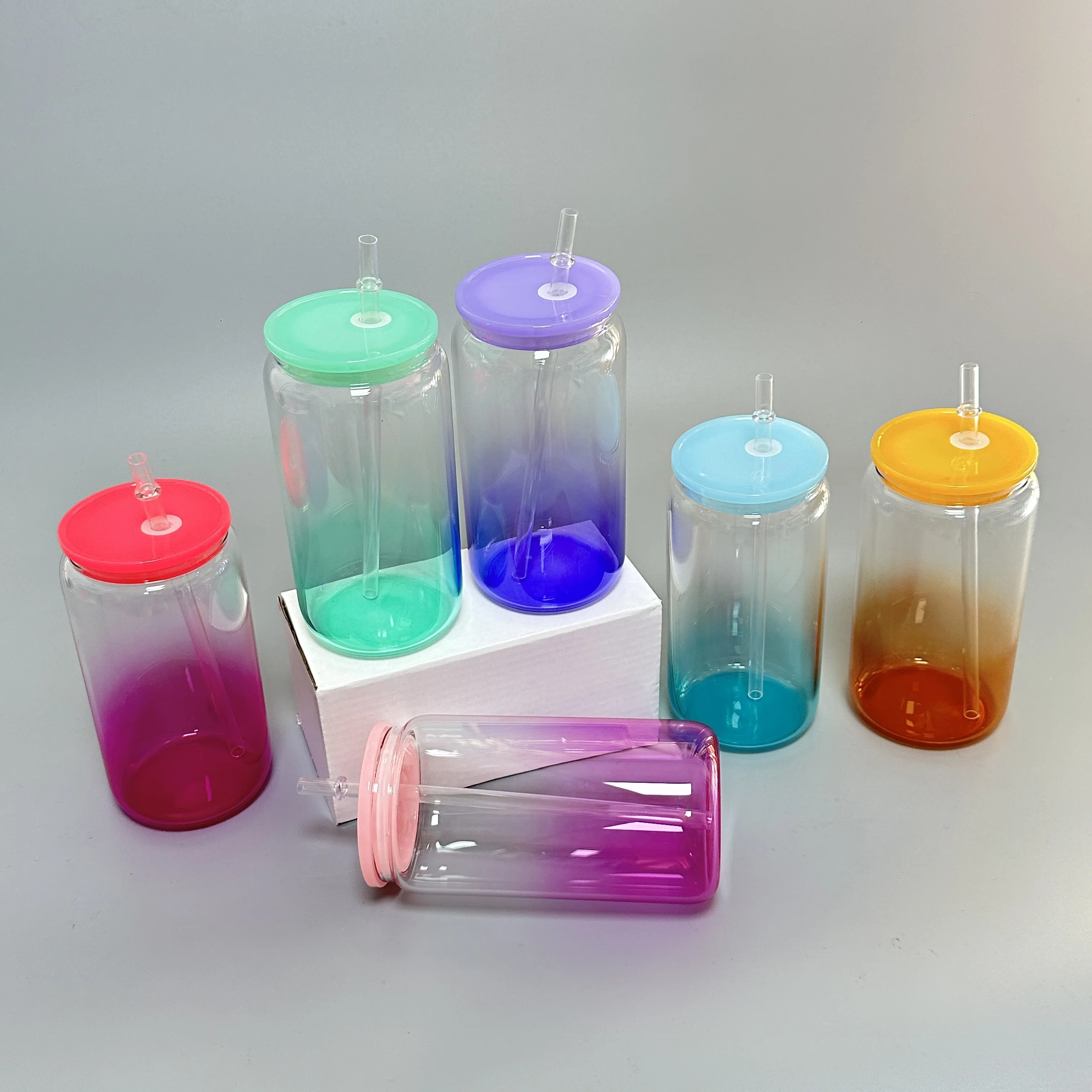 16oz 16 oz Gradient Clear Transparent Colored Blank Sublimation Coffee ...