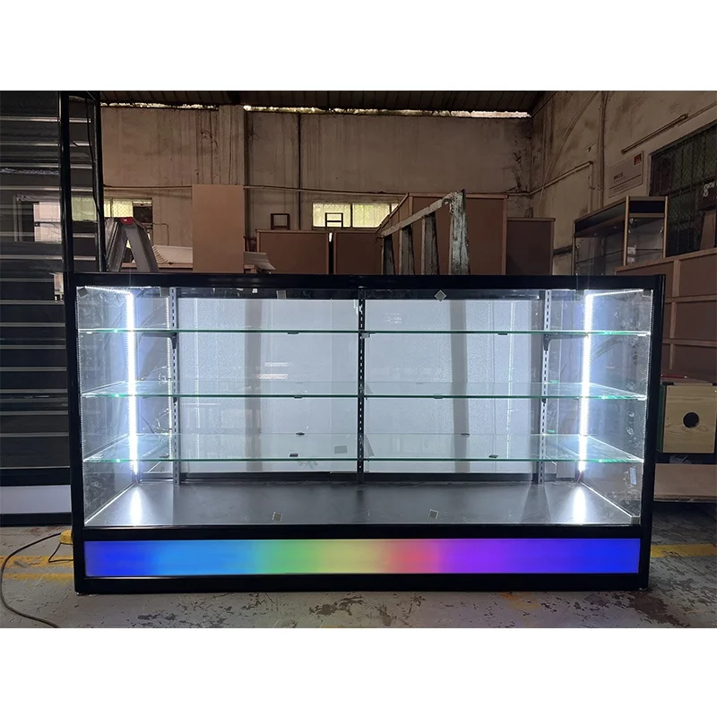 6ft Full Vision Glass Display Case With Color Light Base - Buy Lighted ...