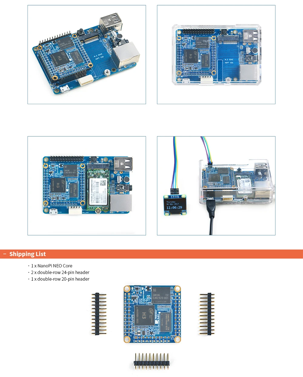 NanoPi NEO Core 512MB RAM 8GB eMMC Allwinner H3 Quad-core 4x Cortex-A7 Runs Ubuntu/U-boot/Linux ...