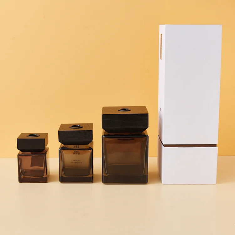 Wholesale Custom 100ml 200ml Square Luxury Diffuser Bottle Black Empty ...