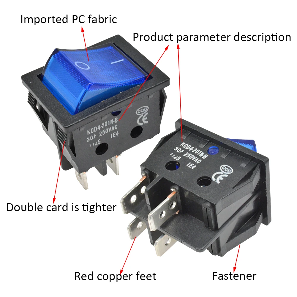 4 Pin Rocker Switch 2 Position Lamp Light On/off 30a/250v Kcd4 Toggle ...