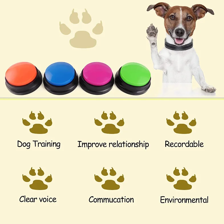 Recordable Dog Buttons with Stickers - Train & Communicate