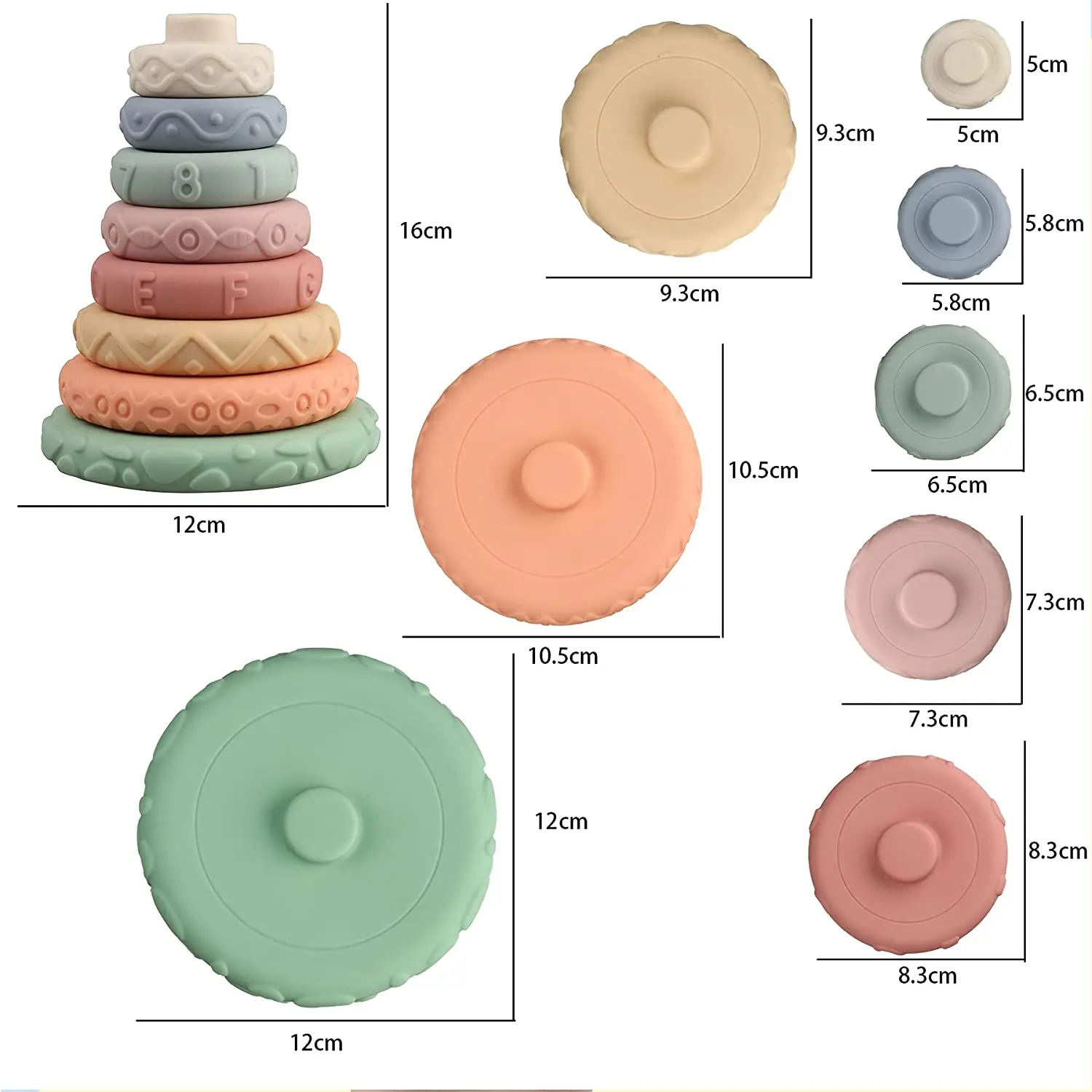Food Grade Sensory Educational Montessori Baby Blocks Developmental ...