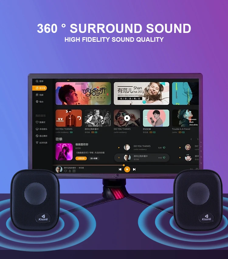 Kisonli KS-10 Real Sound 2-Inch USB Speakers for Computers, Laptops ...