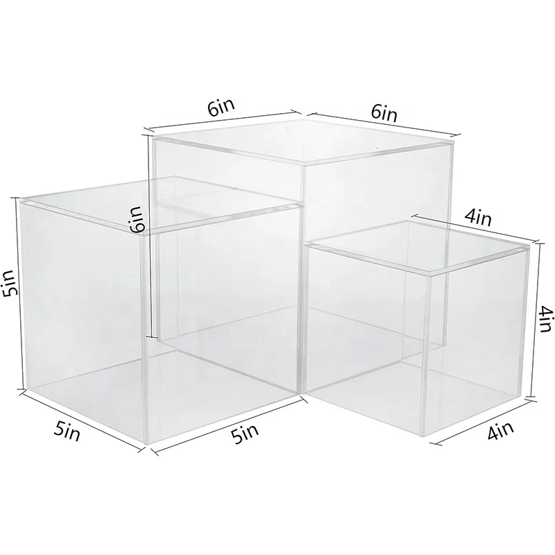 Clear Acrylic Cake Stand Nesting Risers Cube Transparent Acrylic Buffet ...