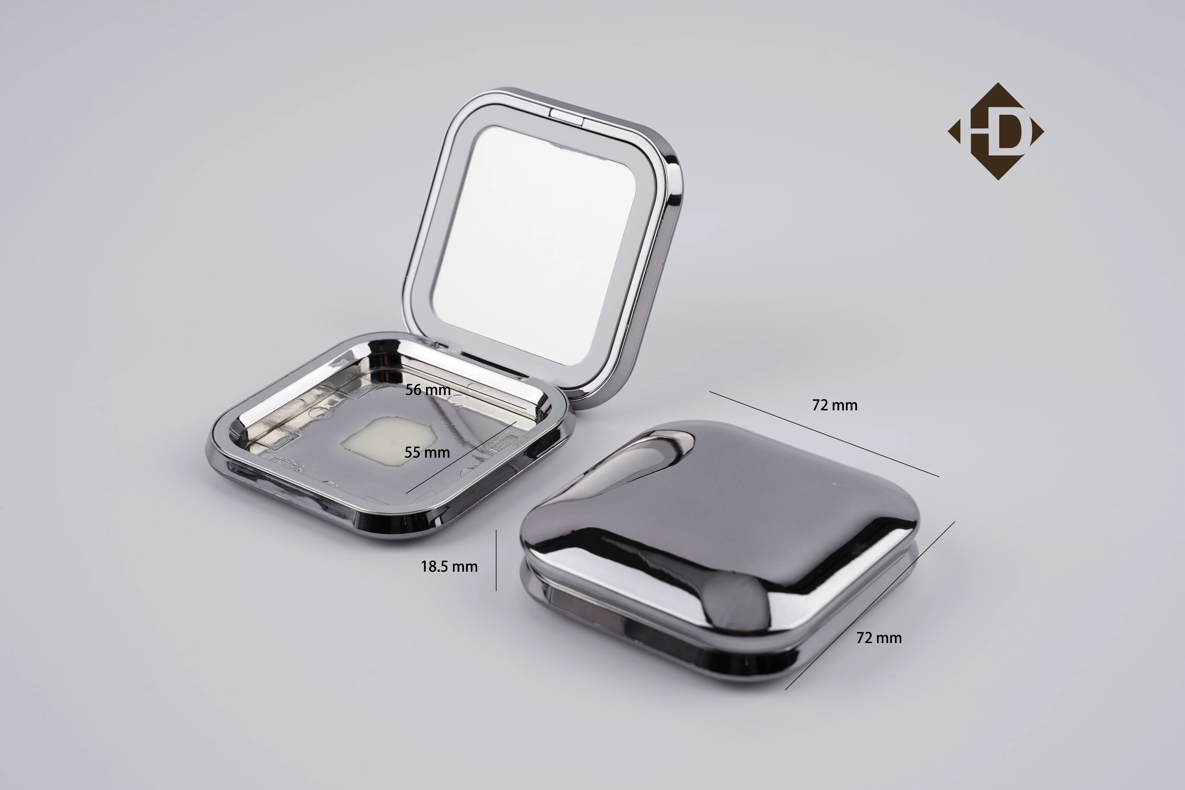 Custom Red Square Luxury Empty Cosmetic Press Powder Box Makeup Case ...